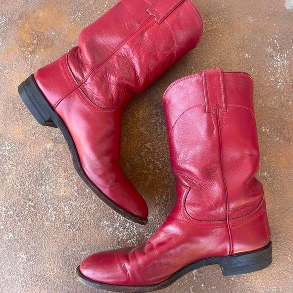 Justin Boots | Shoes | Justin Style Red Leather Cowboy Boots Sz 75 ...